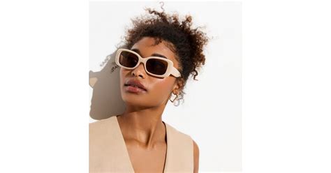 Light Brown Rectangle Frame Sunglasses New Look