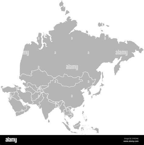 Asia Grey Map In Blue Country Border Asia Grey Map Border Line Of