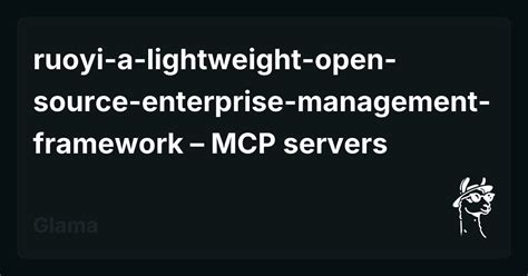 Ruoyi A Lightweight Open Source Enterprise Management Framework Mcp