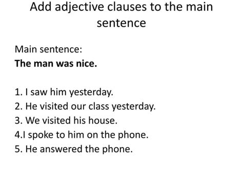 Adjective Clause Exercise Ppt