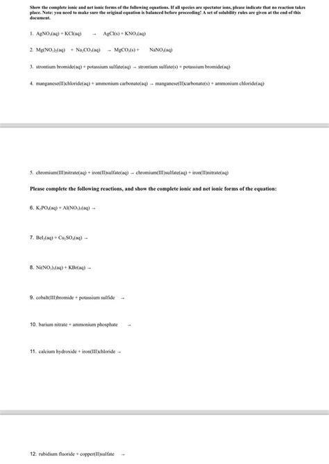 Show The Complete Ionic And Net Ionic Forms Of The