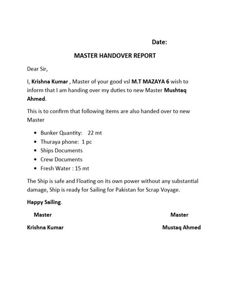 Master Handover Pdf