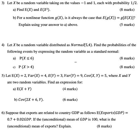 Solved Let X Be A Random Variable Taking On The Values Chegg