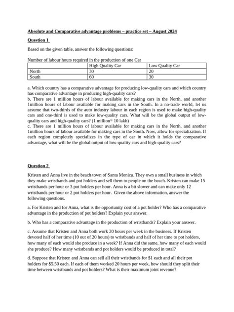 practice question set 1 pdf trade economics