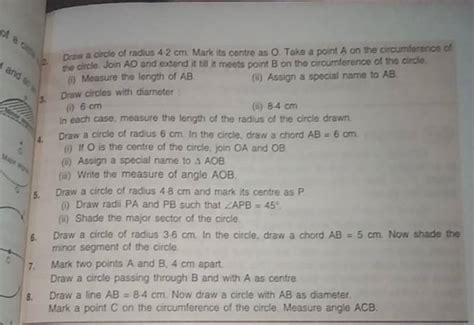 Draw A Circle Of Radius Cm Mark Its Centre As O Take A Point A On T