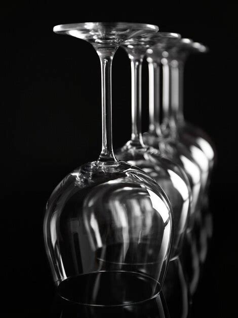 Premium Photo Empty Wine Glasses On Black Background Closeup