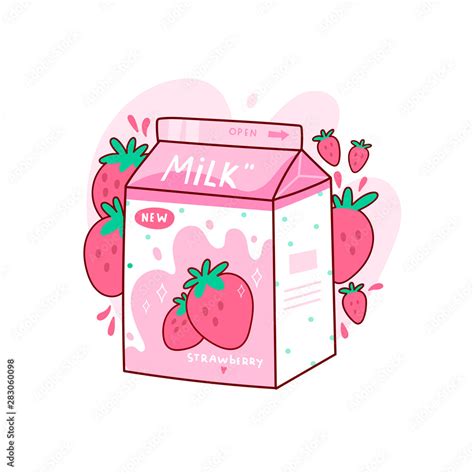 Carton Of Tasty Strawberry Milk Japanese Style Packaging Design Asian
