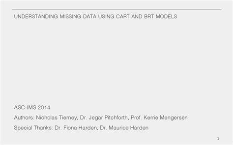 understanding missing data the use of classification and regression