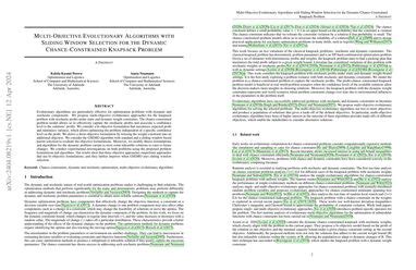 Multi Objective Evolutionary Algorithms With Sliding Window Selection