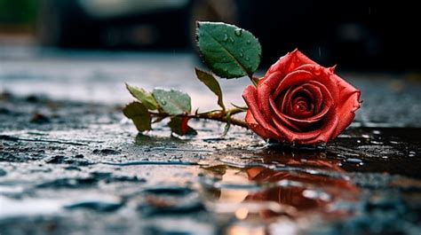 Premium Ai Image Car Crash And Red Rose
