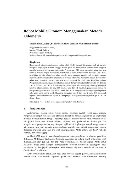 Pdf Robot Mobile Otonom Menggunakan Metode Odometry