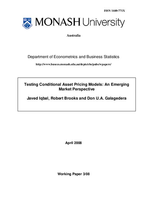 Pdf Testing Conditional Asset Pricing Models An Emerging Market