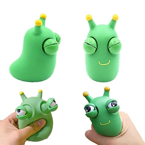 Funny Grass Worm Squeeze Pinch Toy Eye Popping Worm Green Vegetable Bug