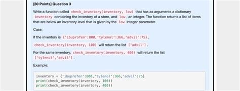Solved [30 Points] Question 3 Write a function called | Chegg.com