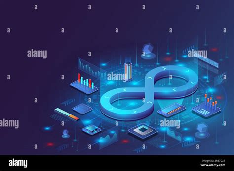 3d Devops Development Service Continuous Glowing Icon Delivery Of