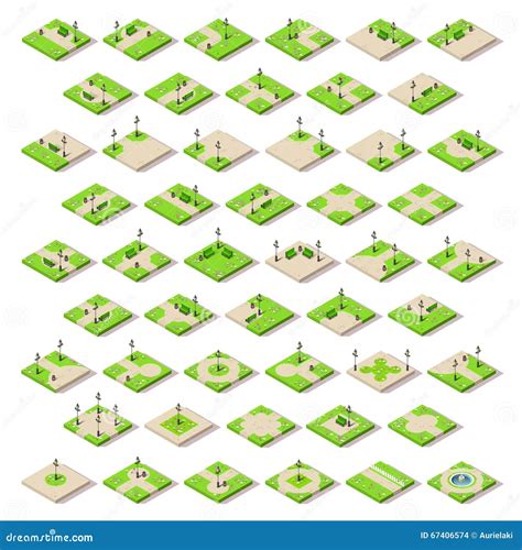 Game Set Building Isometric Stock Vector Illustration Of Cute Nature