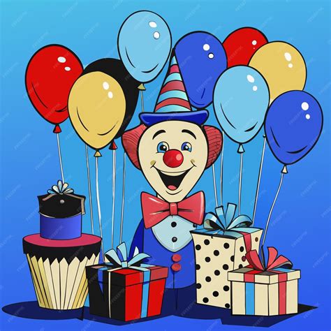 A Clown With A Clown Hat And Balloons And A Clown With A Blue