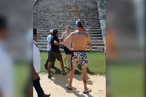 Tourist Berated By Crowd For Climbing On Mayan Temple