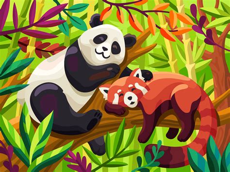 Pandas Having A Nap Panda Illustration Panda Artwork Illustration
