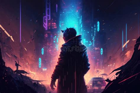 An Illustration Of A Cyberpunk Abstract Background Generation Ai Stock