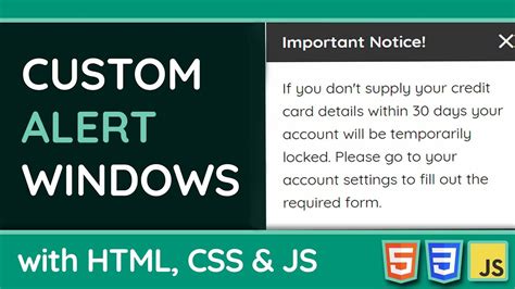 How To Create A Custom Alert Box With Html Css And Javascript Web Tutorial Youtube