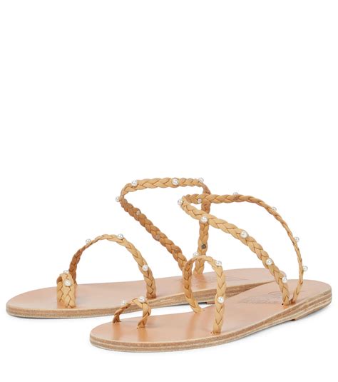 Eleftheria Braided Leather Sandals In Beige Ancient Greek Sandals