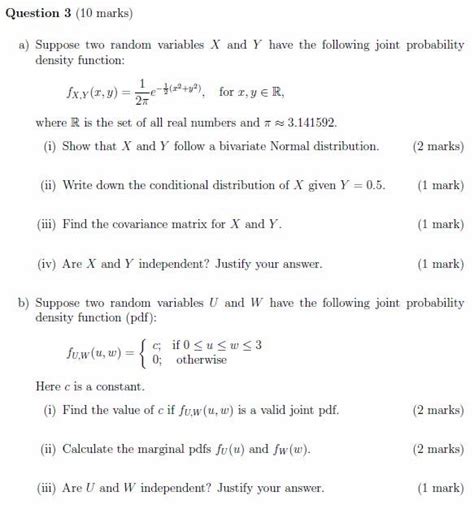 Solved Question 3 10 Marks A Suppose Two Random Variables