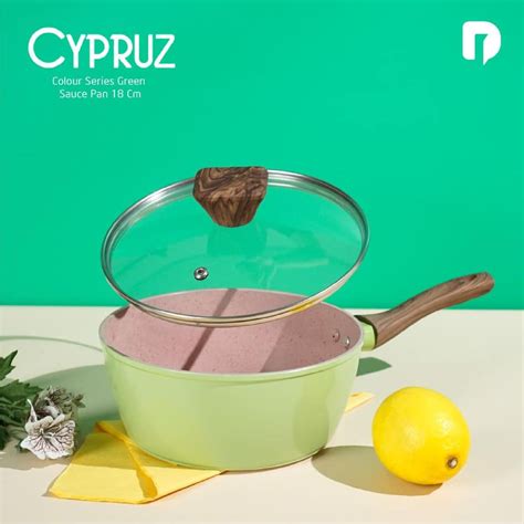 Jual Panci Hijau Dengan Tutup Gagang Motif Kayu Cypruz Colour Series