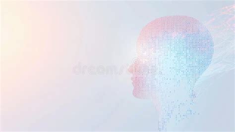 Qa Engineer S Head In Minimalistic Outline With Flowing Binary Code