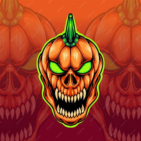 Premium Vector Pumpkin Monster Head Illustration Premium