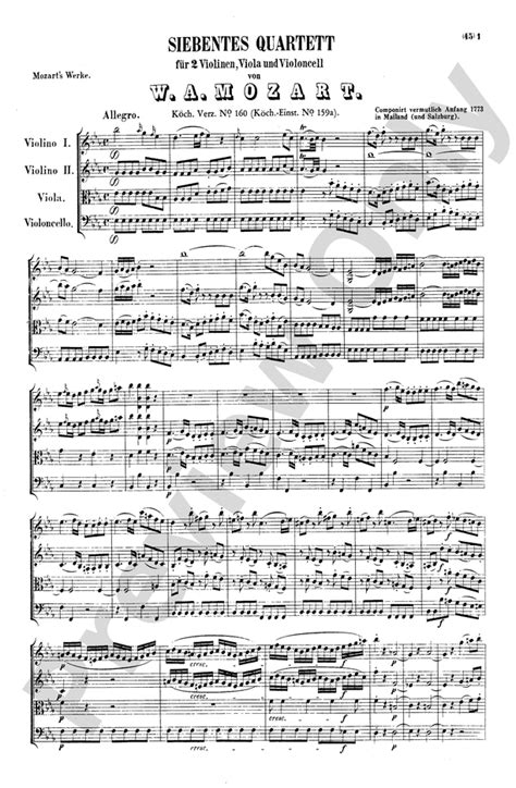 Mozart String Quartets String Quartet In E Flat Major K 160 Part