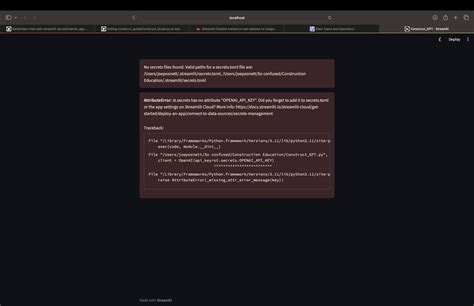 Streamlit Chatbot Trained On Own Dataset No Longer Working Using