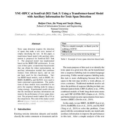 YNU HPCC At SemEval Task Using A Transformer Based Model With Auxiliary Information For