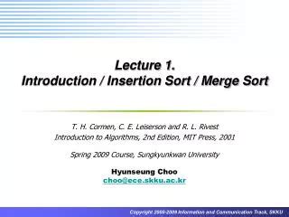 PPT Lecture 1 Introduction Insertion Sort Merge Sort PowerPoint
