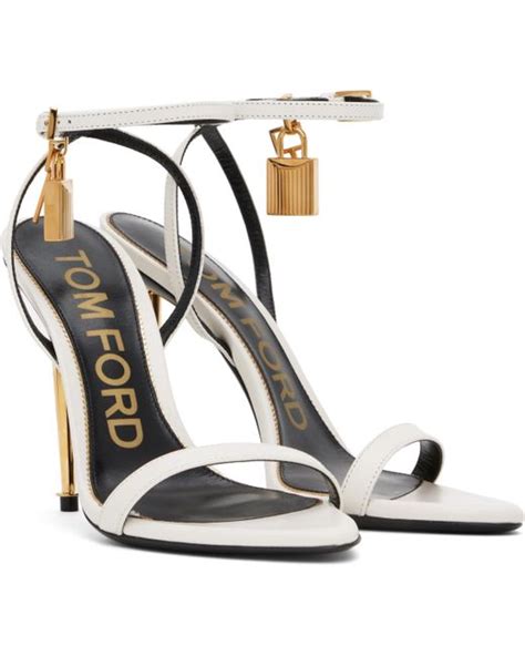 Tom Ford Padlock Pointy Naked Heeled Sandals In White Lyst