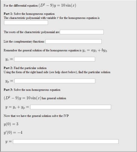 Solved solve the homogenous equation, find the particular | Chegg.com