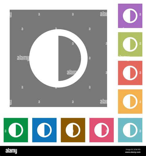 Contrast Control Flat Icons On Simple Color Square Backgrounds Stock