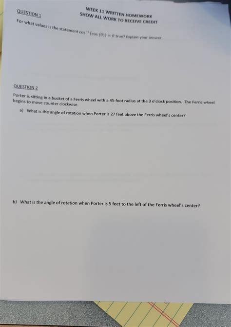 Solved CII WRITTEN HOMEWORK ALL WORK TO RECEIVE CREDIT Is Chegg