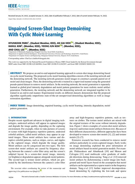 Pdf Unpaired Screen Shot Image Demoiréing With Cyclic Moiré Learning