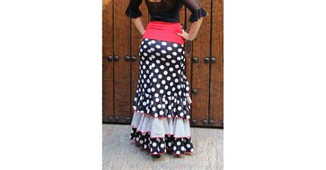 Falda Flamenco Negra Lunares Y Volantes