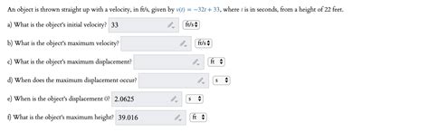 solved an object is thrown straight up with a velocity in