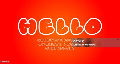 줄로 그린 만화 글꼴 만화 스타일의 알파벳 대문자 라틴 문자 및 아랍 숫자 컴퓨터 글자에 대한 스톡 벡터 아트 및 기타 이미지 컴퓨터 글자 부풀리기 활판 인쇄