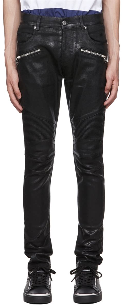 Balmain Black Coated Denim Jeans Balmain
