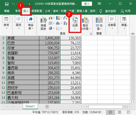 Excel 地圖呈現各國家統計資料圖表教學與範例 Office 指南