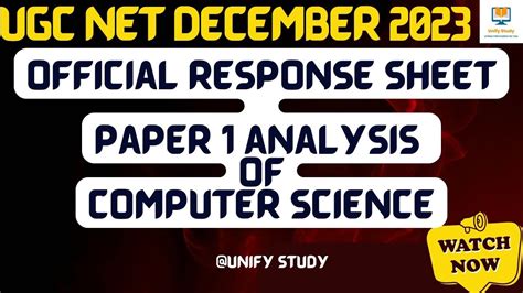 UGC NET Dec 2023 Paper 1 Response Sheet Answer Key Analysis Of
