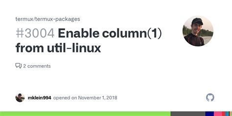 Enable Column1 From Util Linux · Issue 3004 · Termuxtermux Packages
