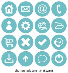 Basic Web Icon Set Round Flat Stock Vector Royalty Free Shutterstock