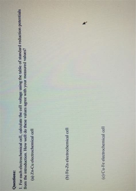 Solved Calculate The Cell Voltage How Do These Agree With
