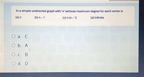 In a simple undirected graph with n vertices | StudyX