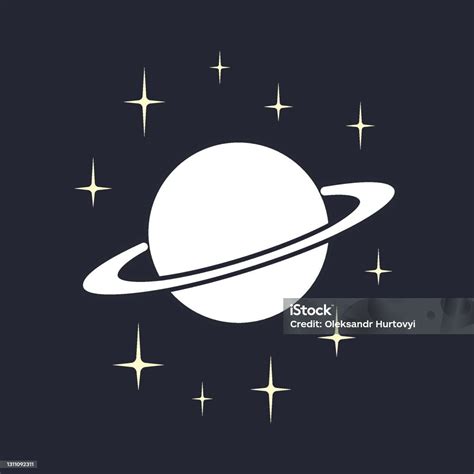 행성 고리 시스템과 어두운 파란색 배경에 별 행성 토성 코스모스 아이콘 천문학 앱 및 웹 사이트에 대한 템플릿 6에 대한 스톡 벡터 아트 및 기타 이미지 Istock